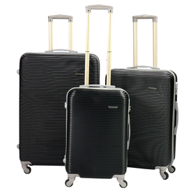 Mooistar 3-Piece ABS Hard Shell Luggage Set-Black,Spinner Wheels & Lock ...