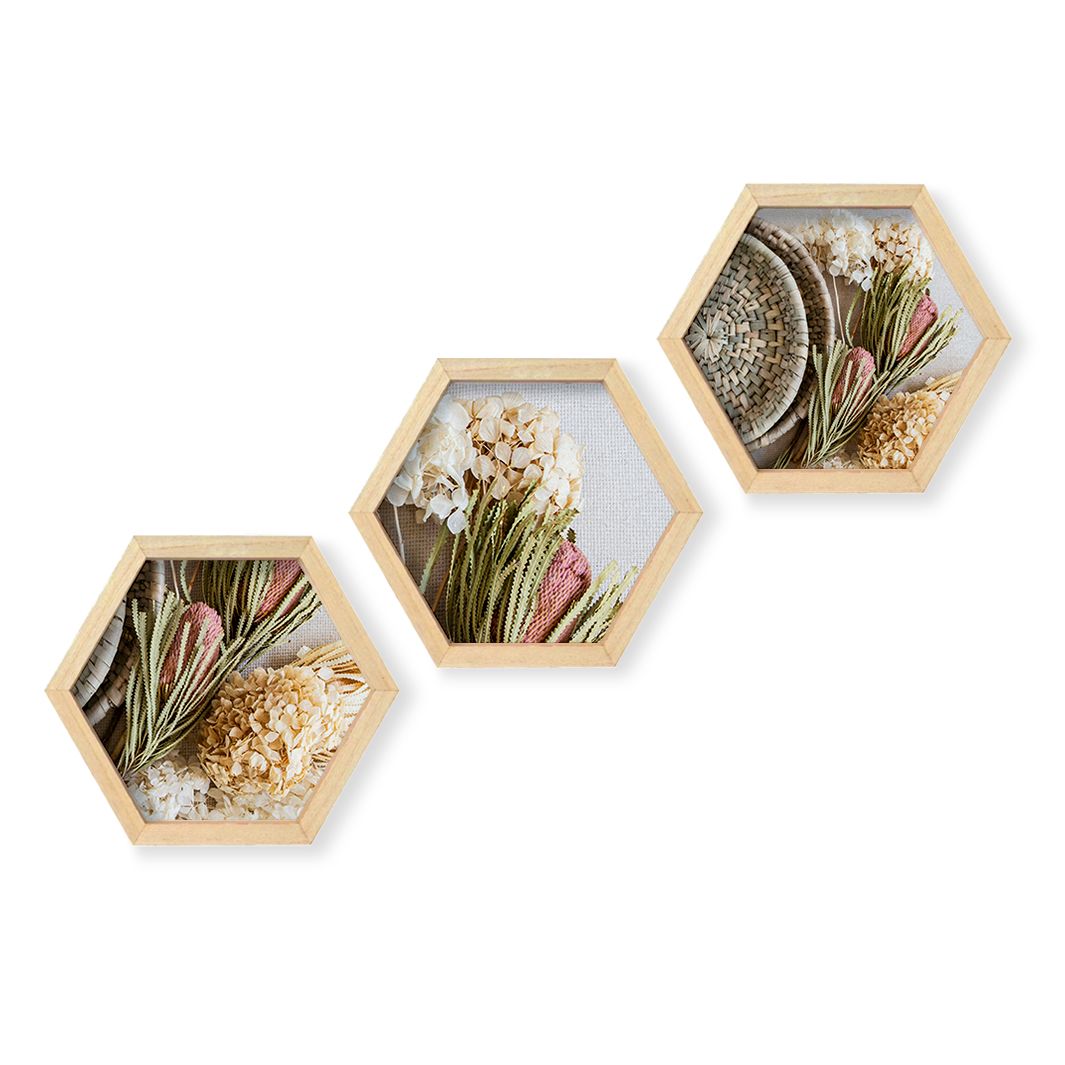 Cape Art Wall Art Pine Hex 3 Piece Collage - Soft Florals | Shop Today ...