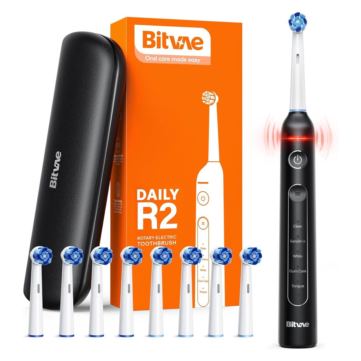 Bitvae R2 Rotating Electric Toothbrush for Adults with 8 Brush Heads ...
