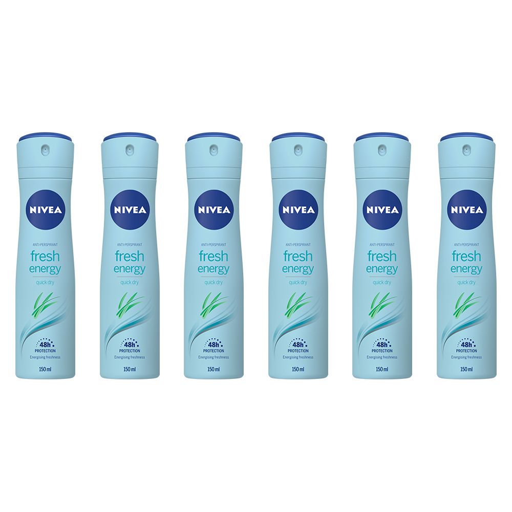 NIVEA Fresh Energy Anti-perspirant Deodorant Spray, 6x150ml | Shop ...