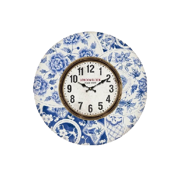 Blue Floral Wood Wall Clock - 34cm | Shop Today. Get it Tomorrow ...