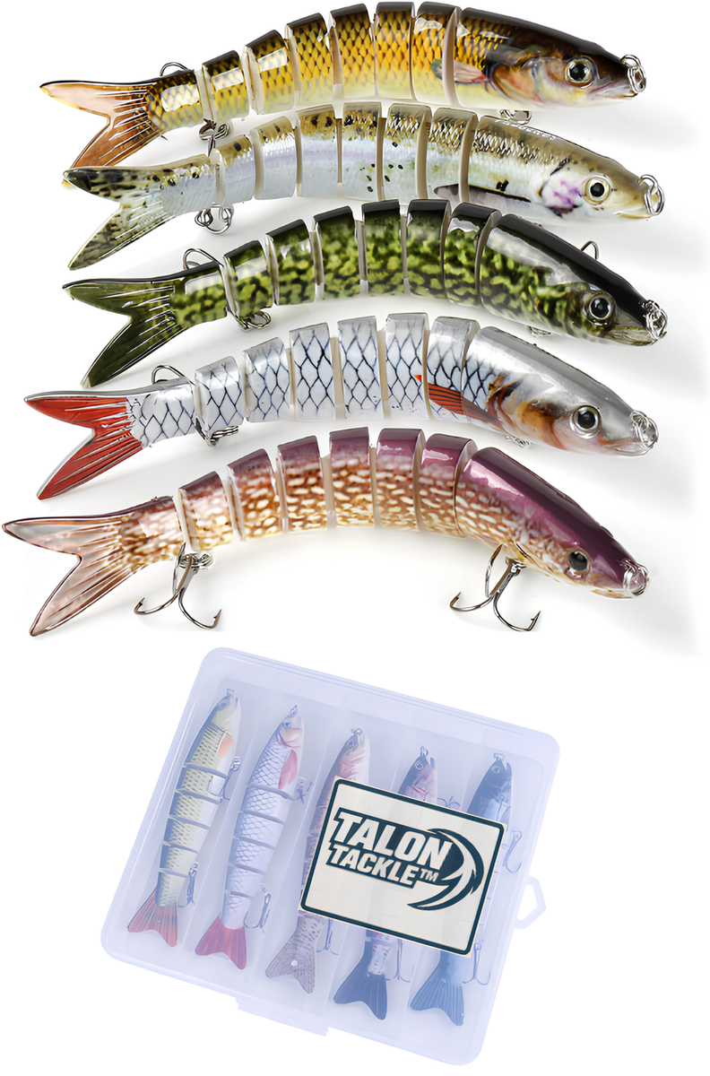 Swimbait Lure Fresh and Saltwater Fishing 5 Piece Multi-Jointed Talon ...