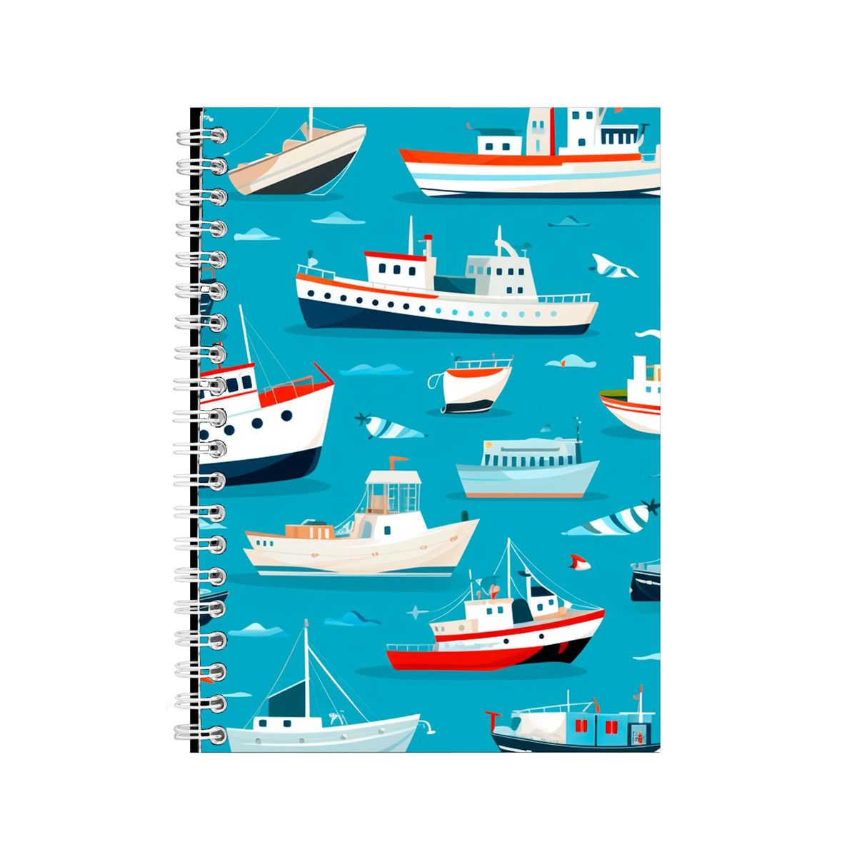 Nautical A5 Notebook Spiral and Lined Sea Lovers Graphic Notepad ...