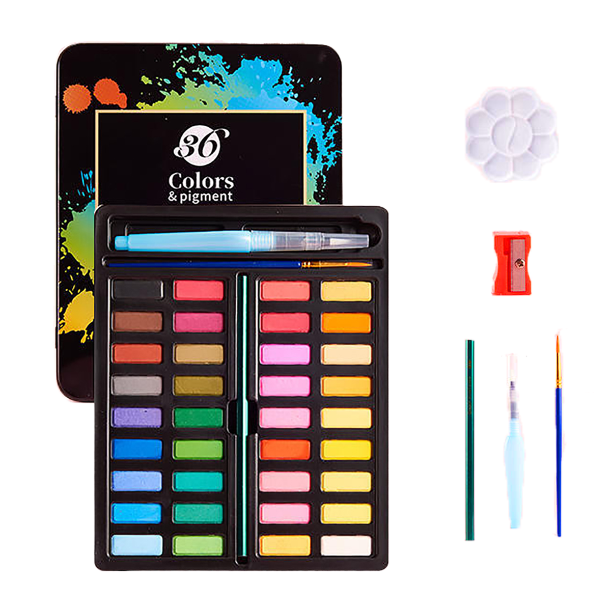 36 Color Watercolor Paint Set with Palette,Paint Brush,Storage Box ...