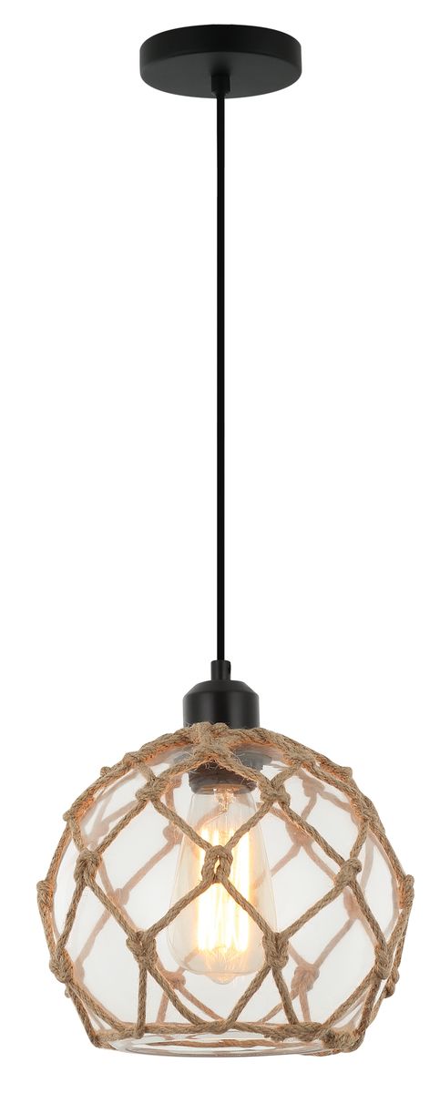 Coastal Rope Net Pendant Light with Clear Glass Shade - PEN846 Black ...