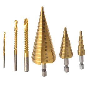 High Speed Step Drill 6-Piece Set Spiral Grooved Step Drill Titanium ...