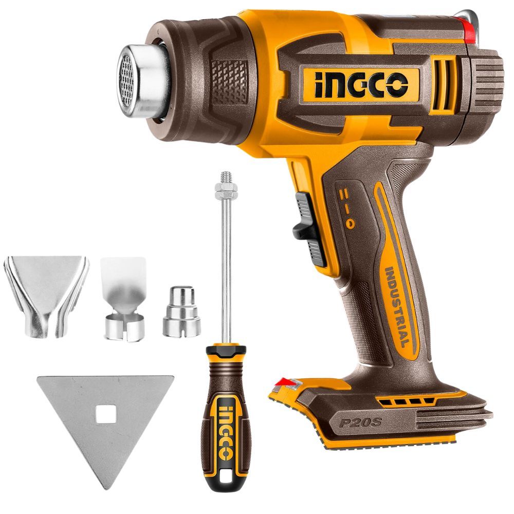 Ingco - Cordless Heat Gun 20V with 3 Nozzle & Scraper (Unit Only ...