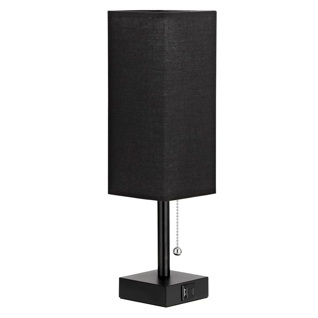 Table Lamp Bedside LED Desk Night Light Pull Chain 2 USB Port for ...