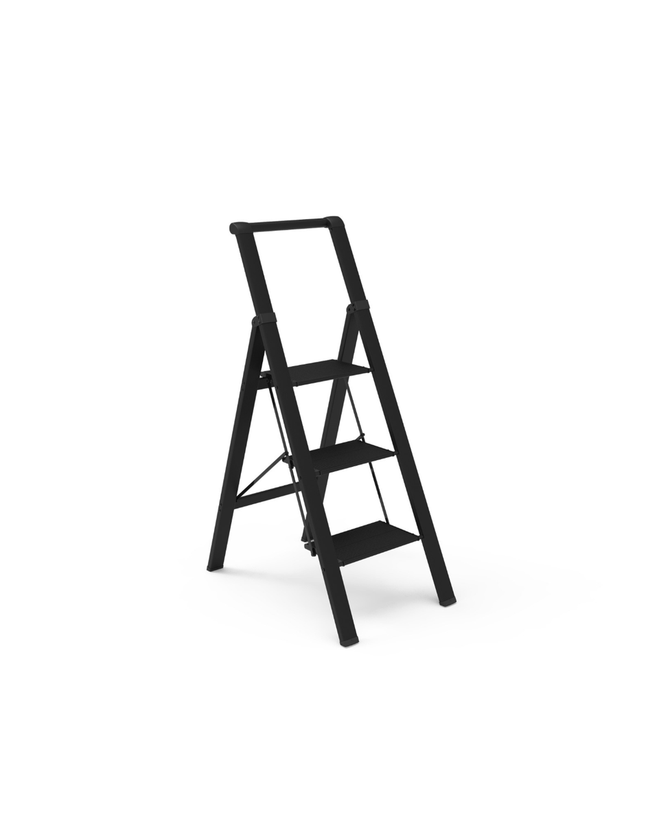 Folding 3-Step Foldable Aluminum Ladder - Heavy-Duty AntiSlip Safety ...