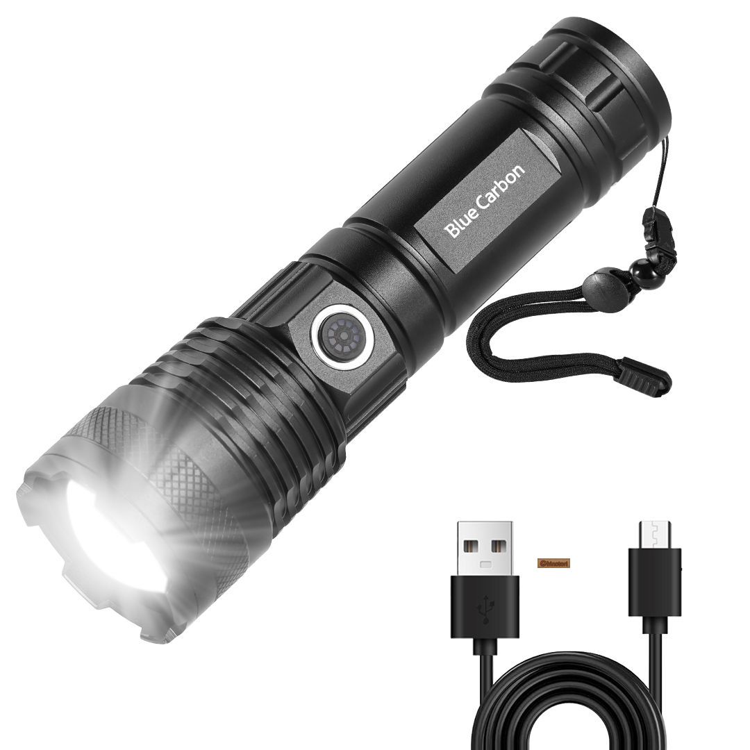 LED Flashlight Powerful Rechargeable Torch for Emergency Outdoor Home ...
