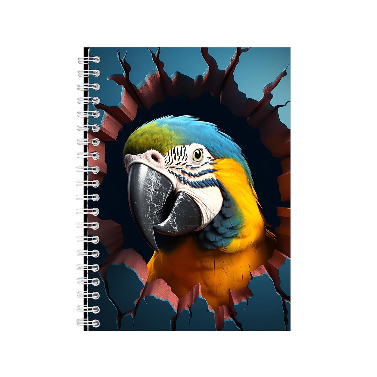 Yelllow parrot A5 Notebook Spiral and Lined Birds Graphic Notepad Gift ...