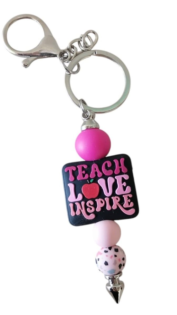 Handmade silicone teacher key chain: notice board teach love inspire ...