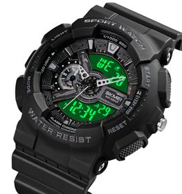 Mens Shock & Waterproof Duo Time Watch Alarm Stopwatch | Shop Today ...