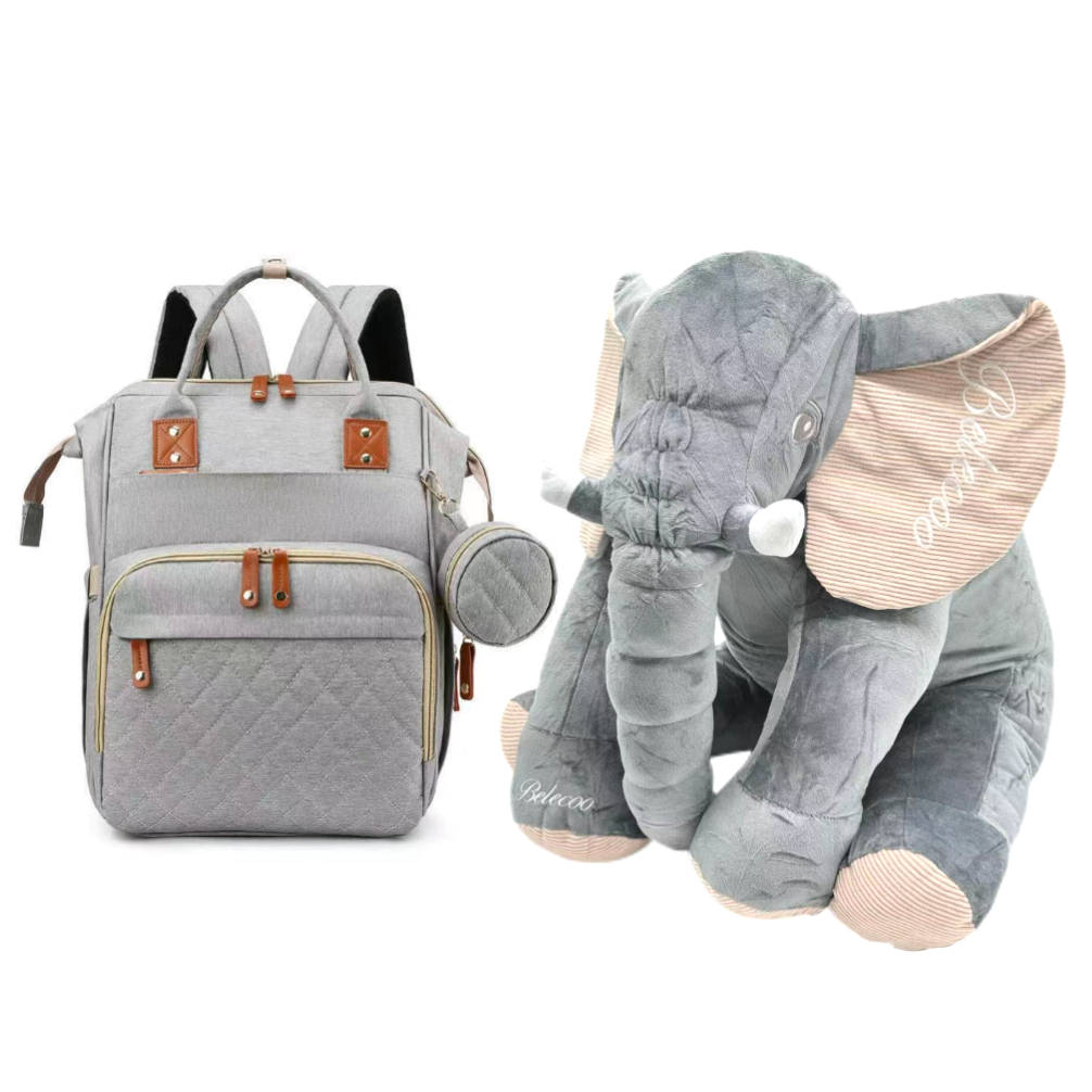 Belecoo Elephant Baby Pillow & Multi-Functional Nappy Bag Combo | Shop ...