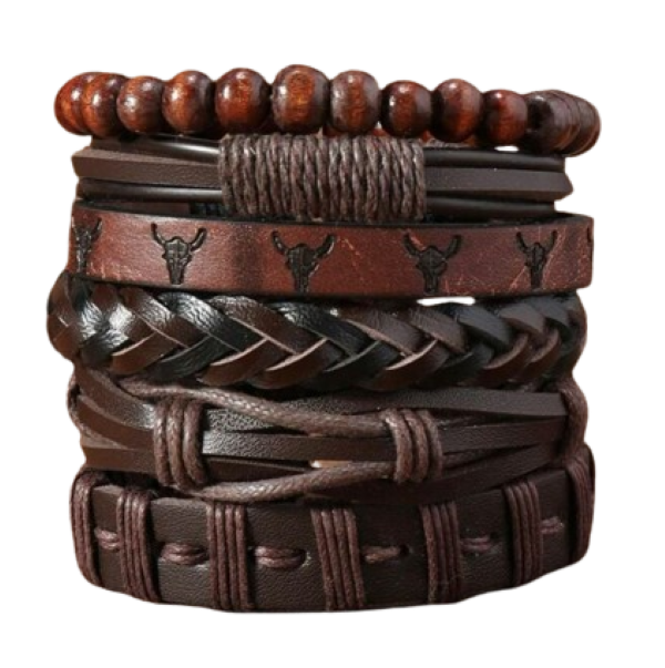 Mens 6-Piece Retro Embossed Bull Head Bracelet Set | Shop Today. Get it ...