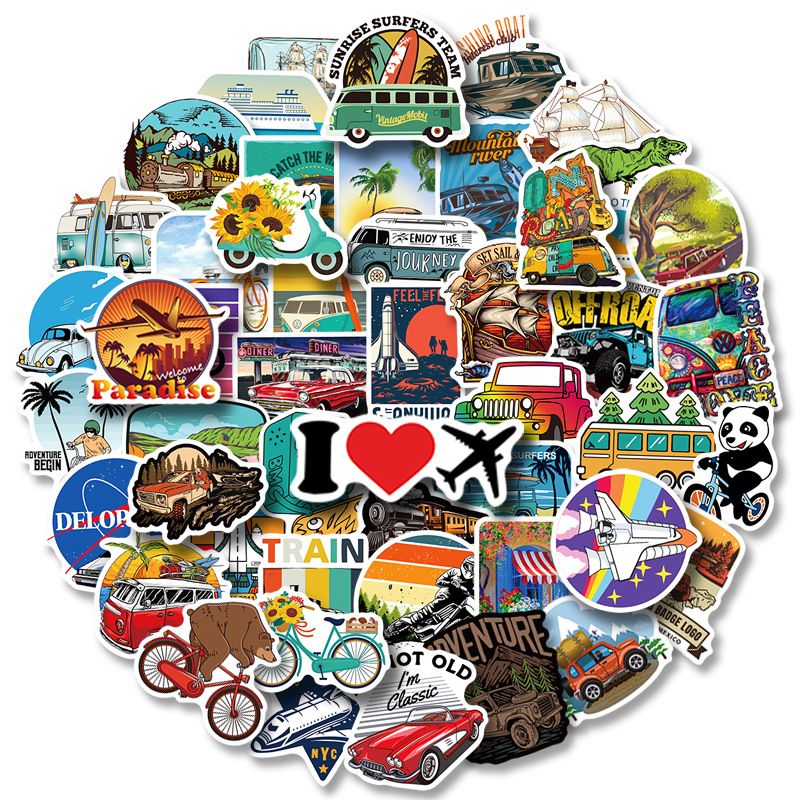 50pcs Stickers Pack Art Craft - Vehicles Cars Planes Bicycles | Shop ...