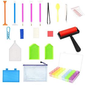 60 Piece Diamond Painting Dot Tools Including Tray Wax Drill Pen Roller ...