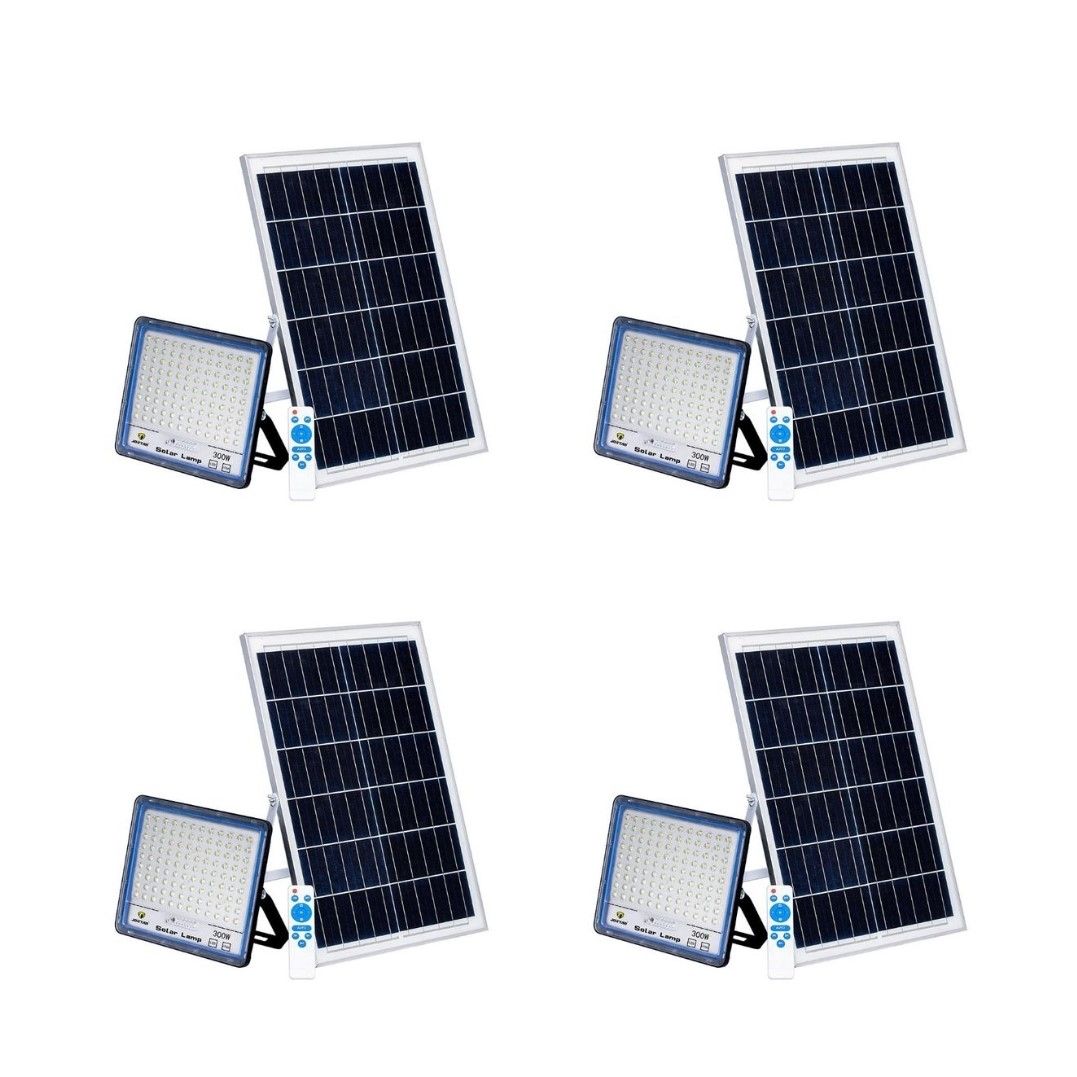 300W LED Solar Flood Lamp with Solar panel & Smart Remote - 4 Pack ...