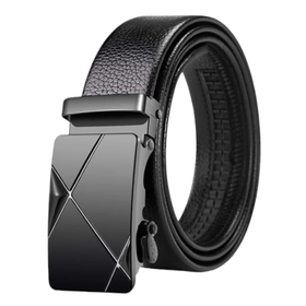 Modern Leather Belt With Geometric Buckle Design - Black | Shop Today ...