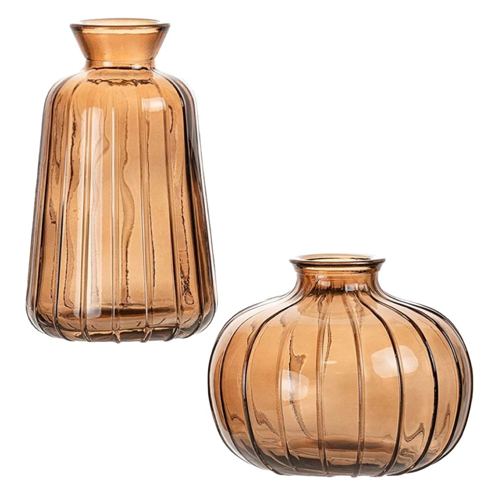 Home Garden Decor Multi Use Coloured Glass Vases Set of 2 Bronze | Shop ...