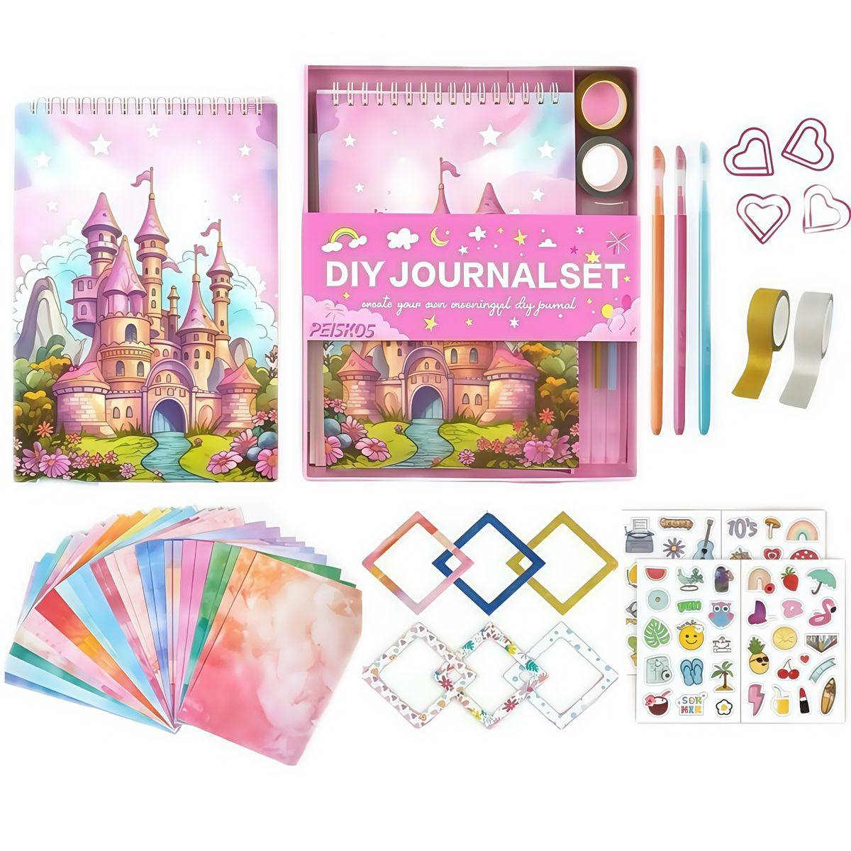 PEISKOS 49pcs Art Crafts DIY Journal Kit Stationery Toy Gift Set for ...