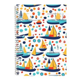 Boats_24 A4 Notebook Spiral Lined Boat Patterns Graphic Notepad Present ...