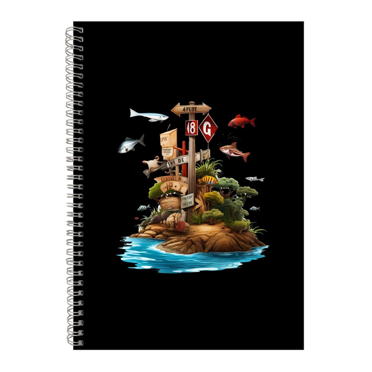 Island A4 Notebook Spiral and Lined Fishing Lovers Graphic Notepad Gift ...