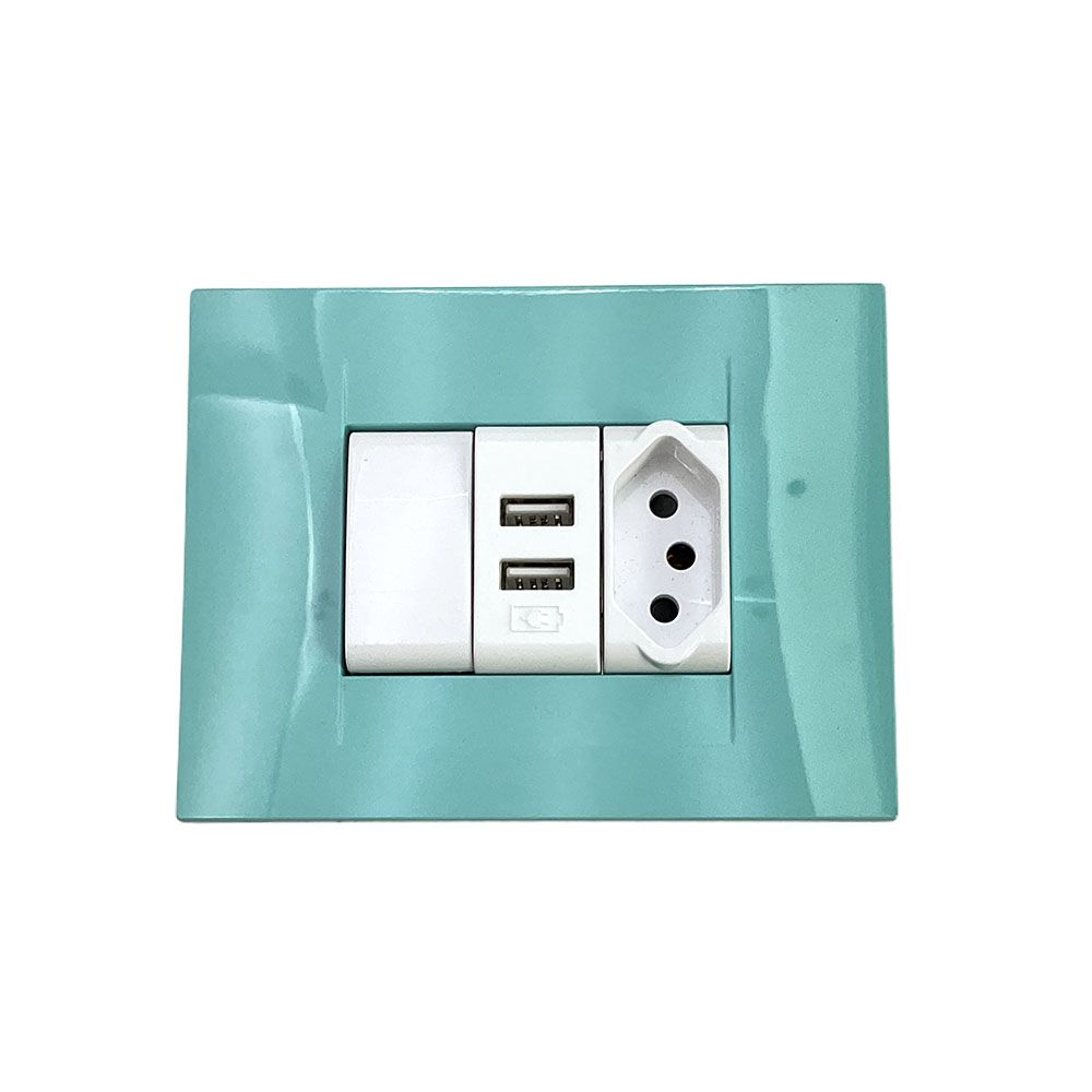 ACDC - Gewiss Caribbean Blue 16A SA Switch Socket with Dual USB 2.1A ...