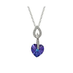 XP Oval Heart Shaped Swarovski Embellished Crystal Necklace - Purple ...