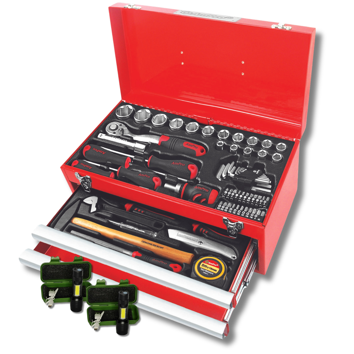 Tool Sets & Boxes - Ampro 68 Piece 1/2` Dr 2-Drawer Chest Tool Set with ...