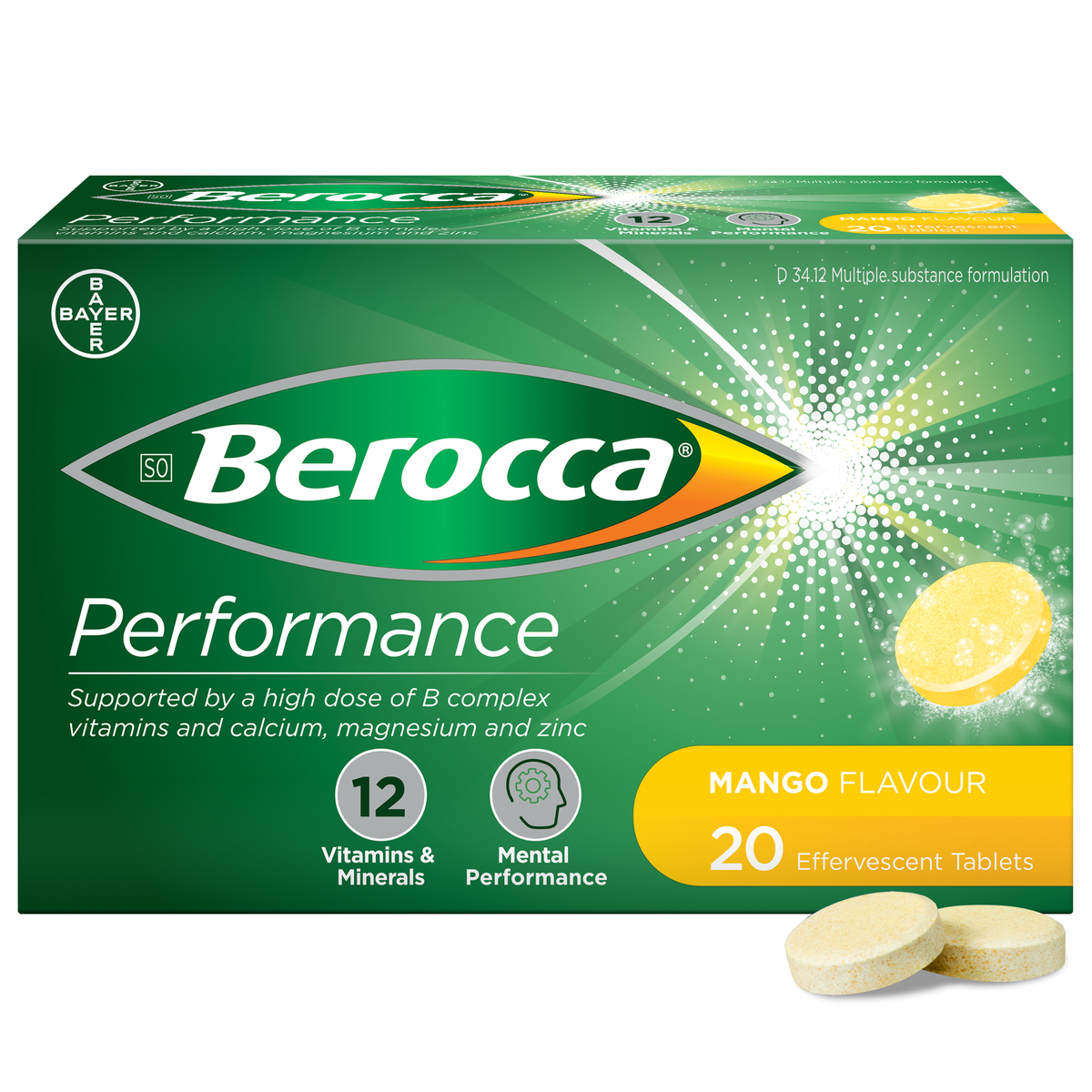 Berocca Performance Mango Effervescent - 20 Tablets | Shop Today. Get ...