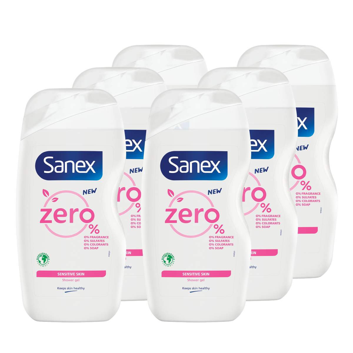 Sanex Zero% Sensitive Shower Gel - Body Wash - 6 x 500ml | Shop Today ...