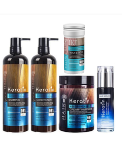 Keratin Hair Deep Treatment Kit- Shampoo, Conditioner, Mask, Serum ...