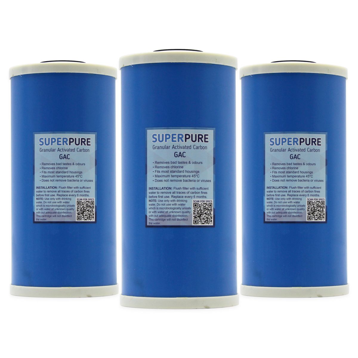 SUPERPURE 10 inch Big Blue GAC Granular Activated Water Filter (3-Pack ...