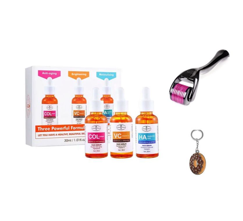 Aichun Collagen, Vitamin C, Hyaluronic Face Serum Set, Derma Roller ...