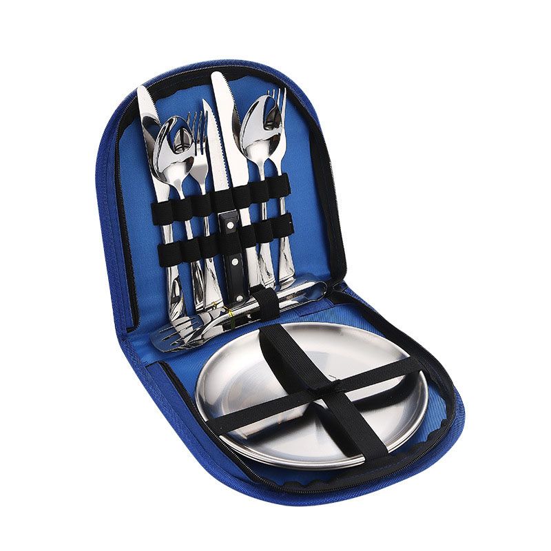 Camping Utensil Kit Cutlery Picnic Set Knife Fork Plate Spoon | Shop ...