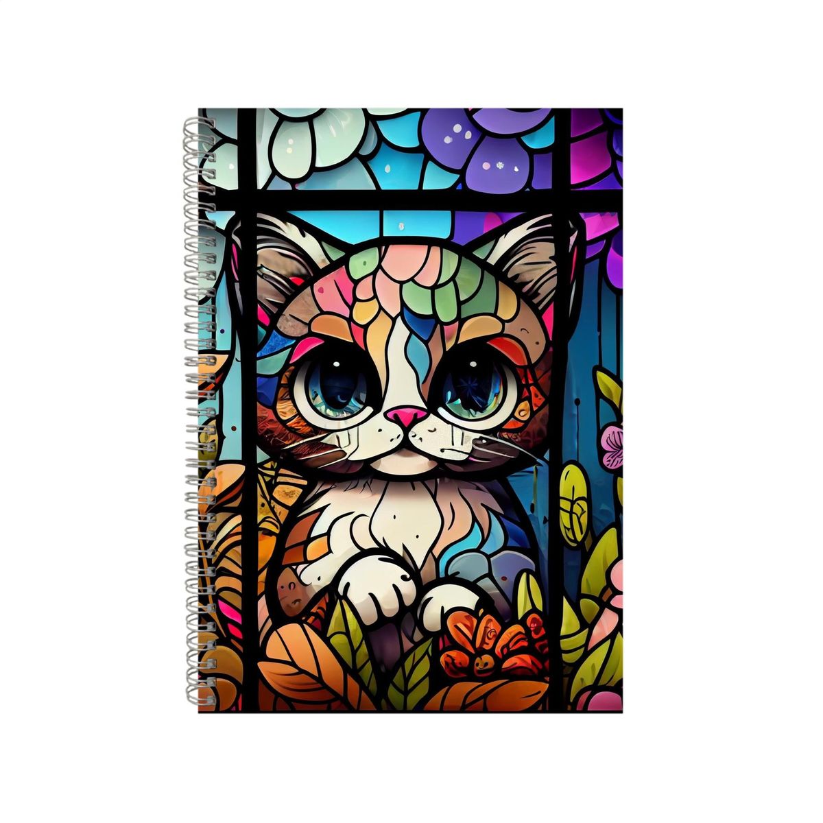 Big Eyes Kitten Stained Glass Notebook Animal Gift Idea A4 Notepad Pad ...
