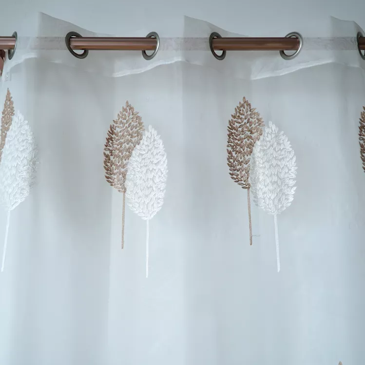 Elyet Desgin Curtain Lace White with Brown Leaf | Shop Today. Get it ...