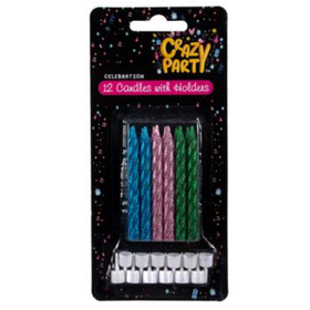 12 Piece Birthday Candles With Holders - Spiral Metalic | Shop Today ...