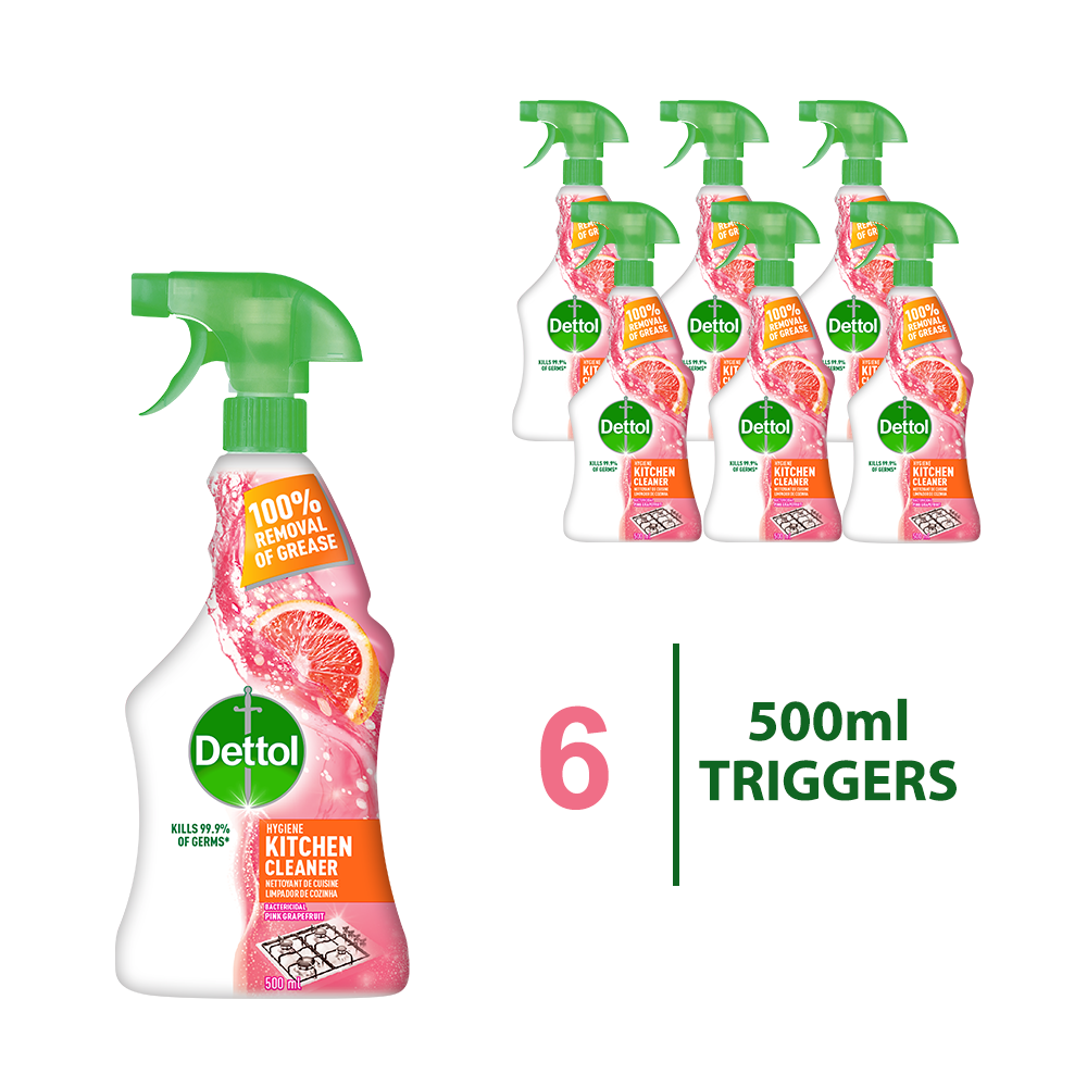 Dettol 6 x 500ml, Hygiene Kitchen Cleaner, Surface Disinfectant Spray ...
