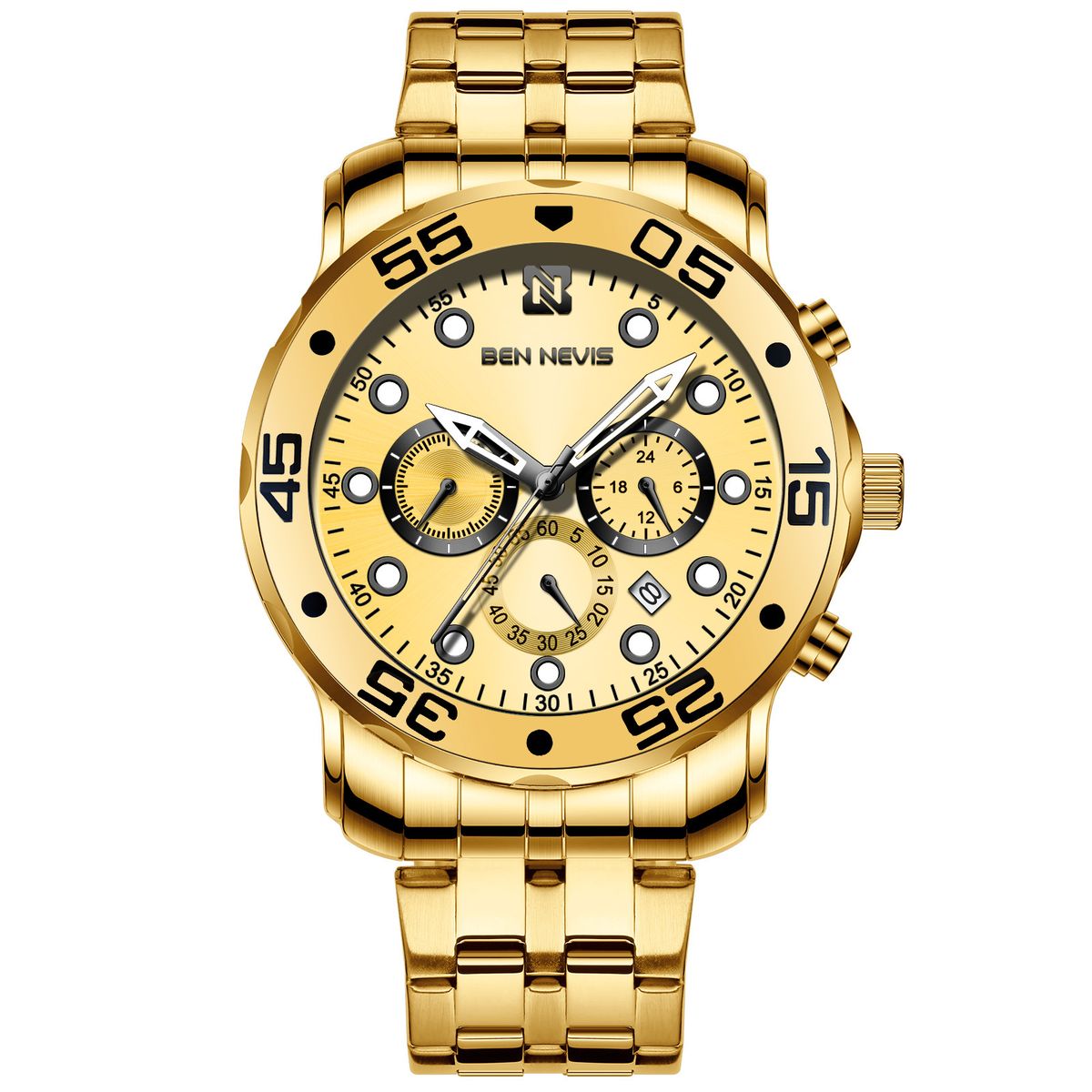 BEN NEVIS border Men's Gold Watch Dial Waterproof Watch Multi f | Shop ...