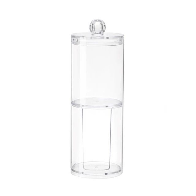 Two-Layer Plastic Portable Round Container Cotton Bud Storage Box Case ...