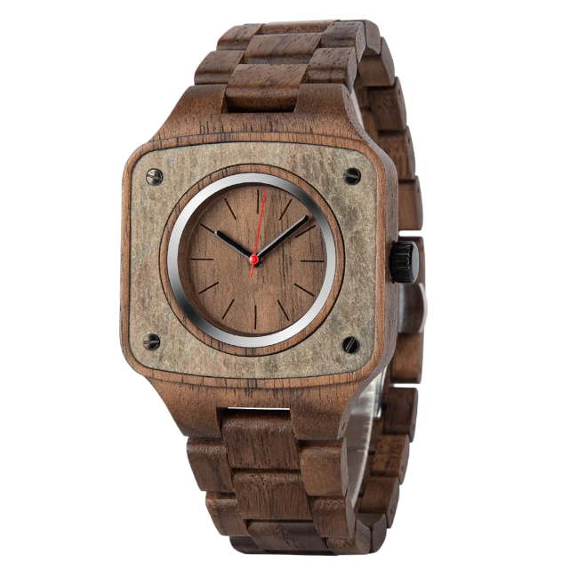 Square Walnut And Stone Watch For Men GT112-1 | Shop Today. Get it ...