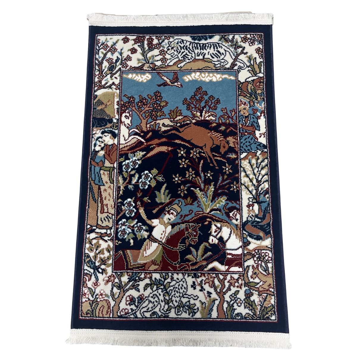 Blue Hunting Design Machine Made Rug - 90 x 60 cm | Shop Today. Get it ...