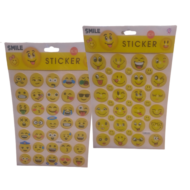Yellow Smiley Face and Smiley Emoji Stickers - 73 Stickers (2 Sheets ...