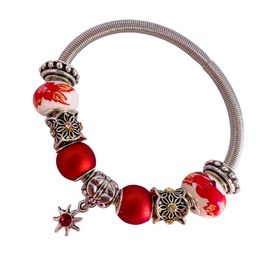 Women's Stainless Steel Red Bracelets with a Charm of Red Crystal Sun ...