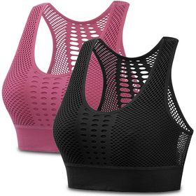 2-pack Sport Bras Breathable Women's Bra Mesh Hollow Fitness Workout ...
