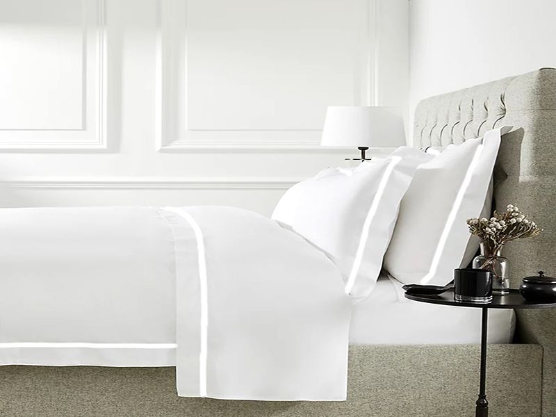 Rey's Fine Linen-Premium Collection-Oxford White Satin StitchDuvet ...