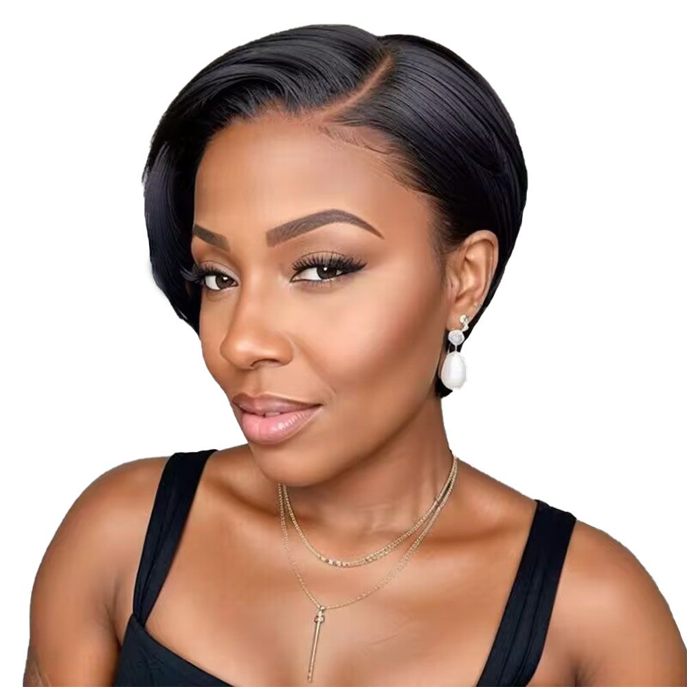 Golden Perfect Free Part Human Hair Wig, Natural Black, Minimal ...