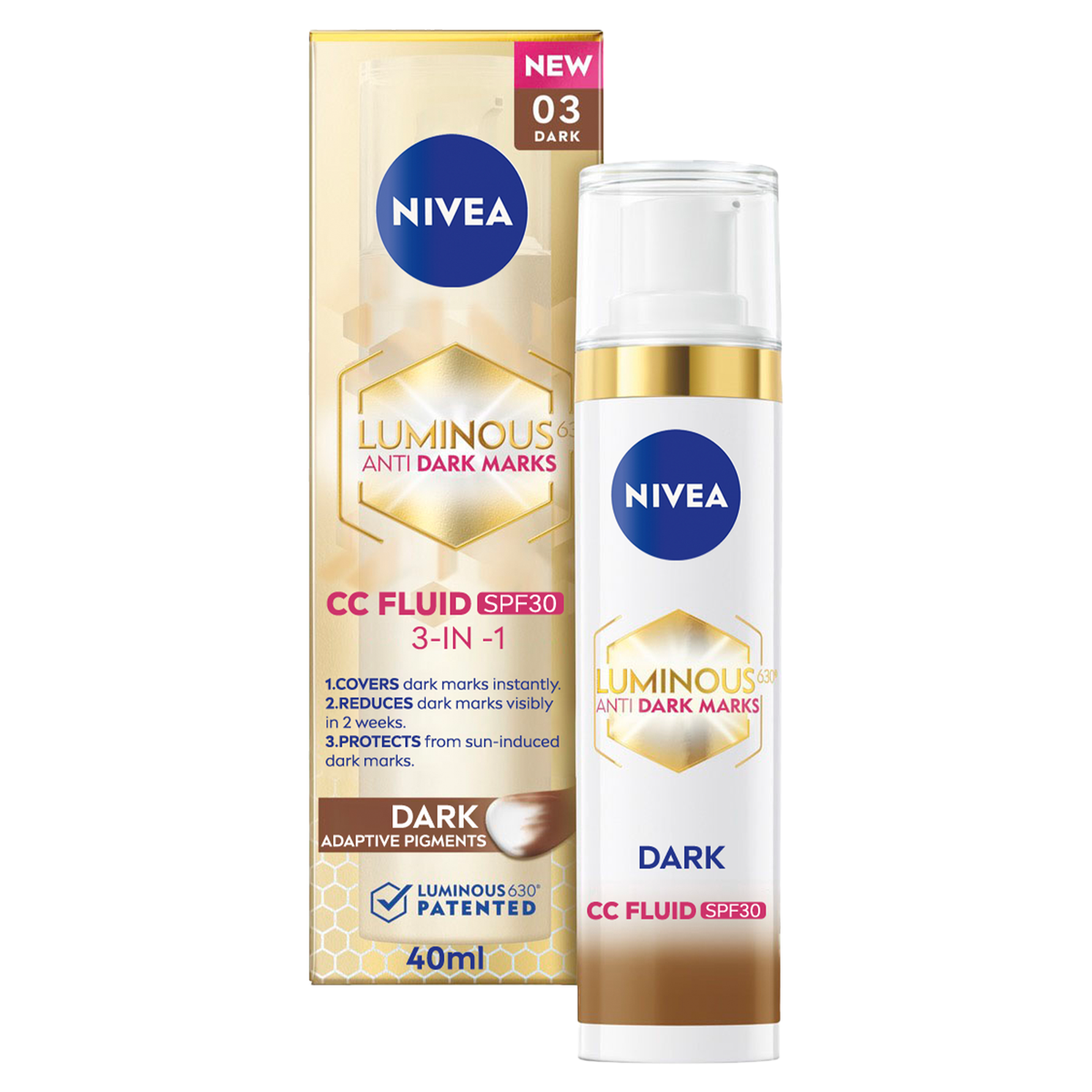 NIVEA LUMINOUS630 Anti Dark Marks, Day Care CC Fluid, Dark, SPF 30, 40ml | Shop Today. Get it ...
